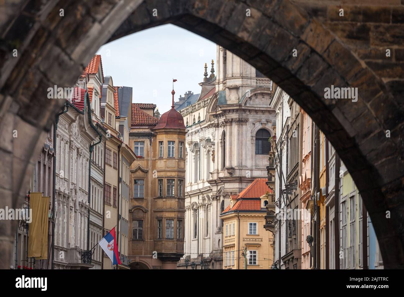 Typical Medieval buildings in the district of Mala Strana, on the ...