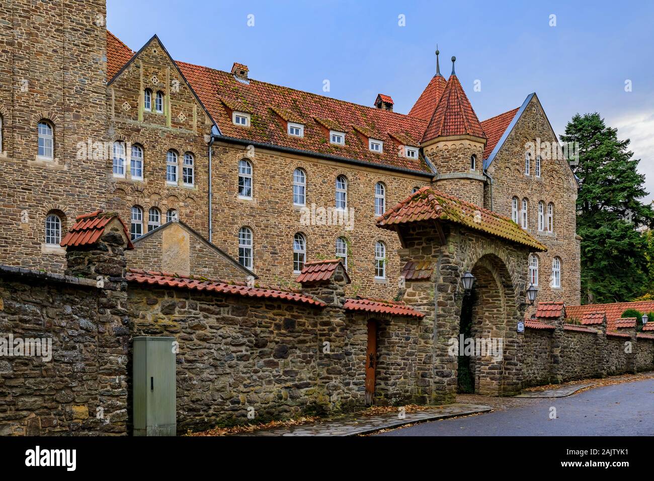 19th century neo romanesque Clervaux Abbey, monastery of Saint-Maurice ...