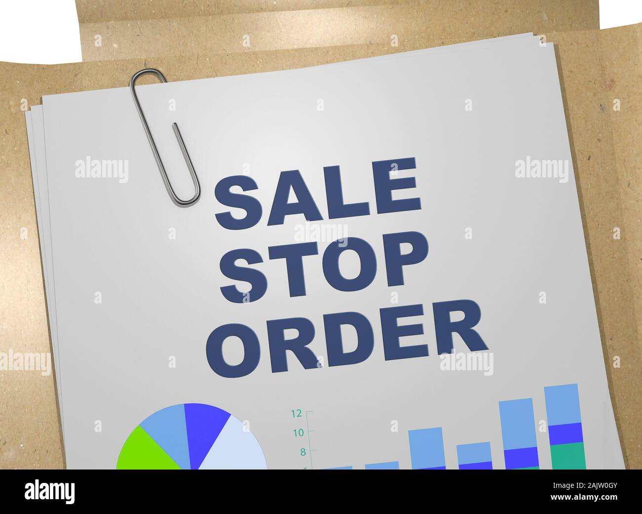 3D illustration of SALE STOP ORDER title on business document Stock ...