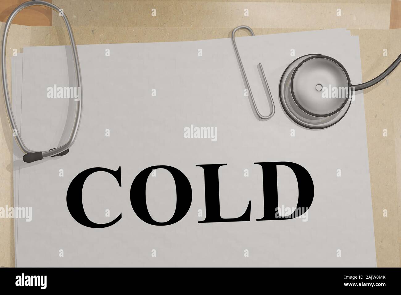 3D illustration of COLD title on a medical document Stock Photo - Alamy