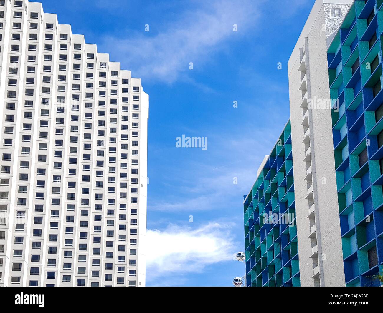 Las Vegas architectural background hotel shape. Las Vegas, USA, July ...
