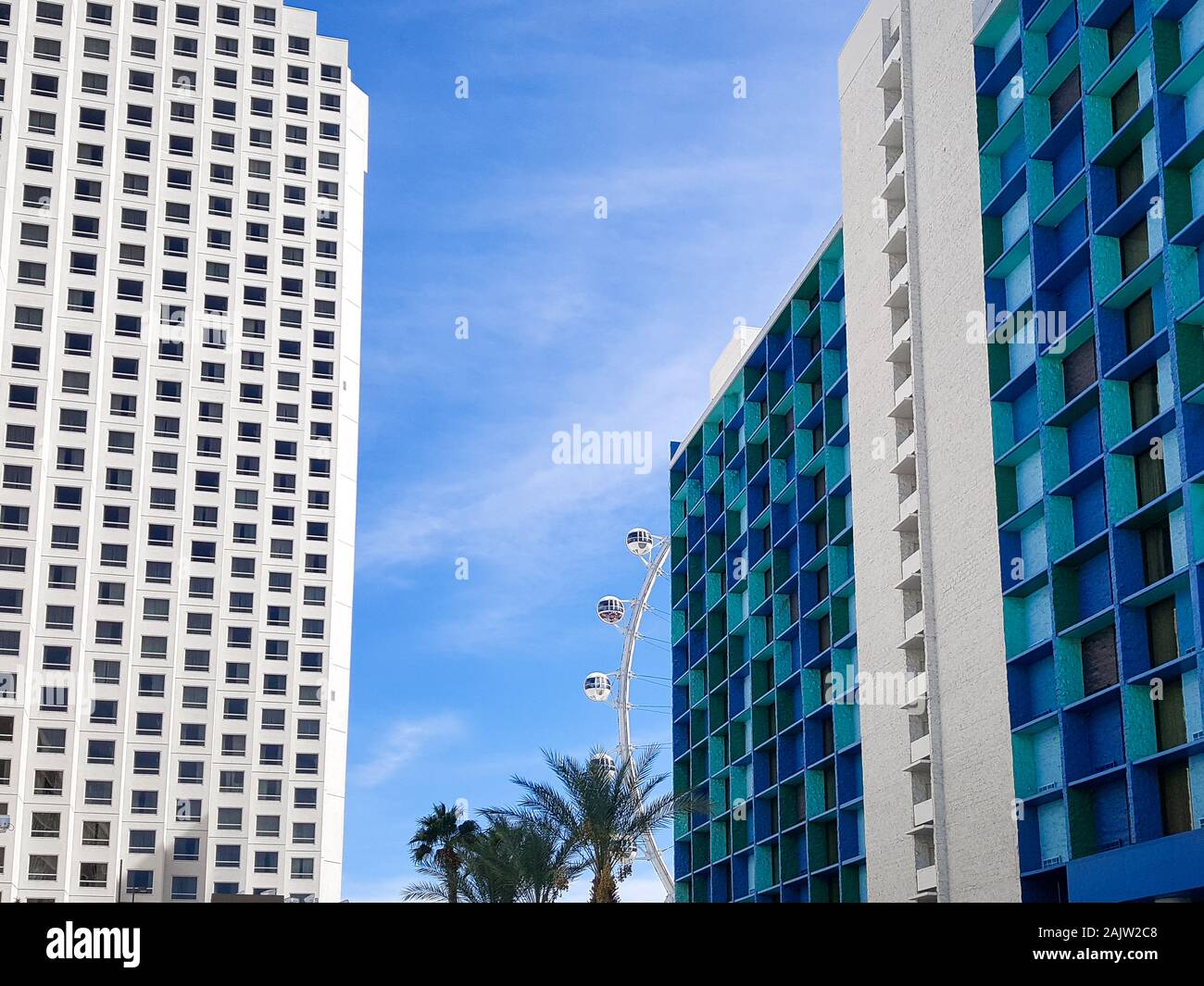 Las Vegas architectural background hotel shape. Las Vegas, USA, July ...