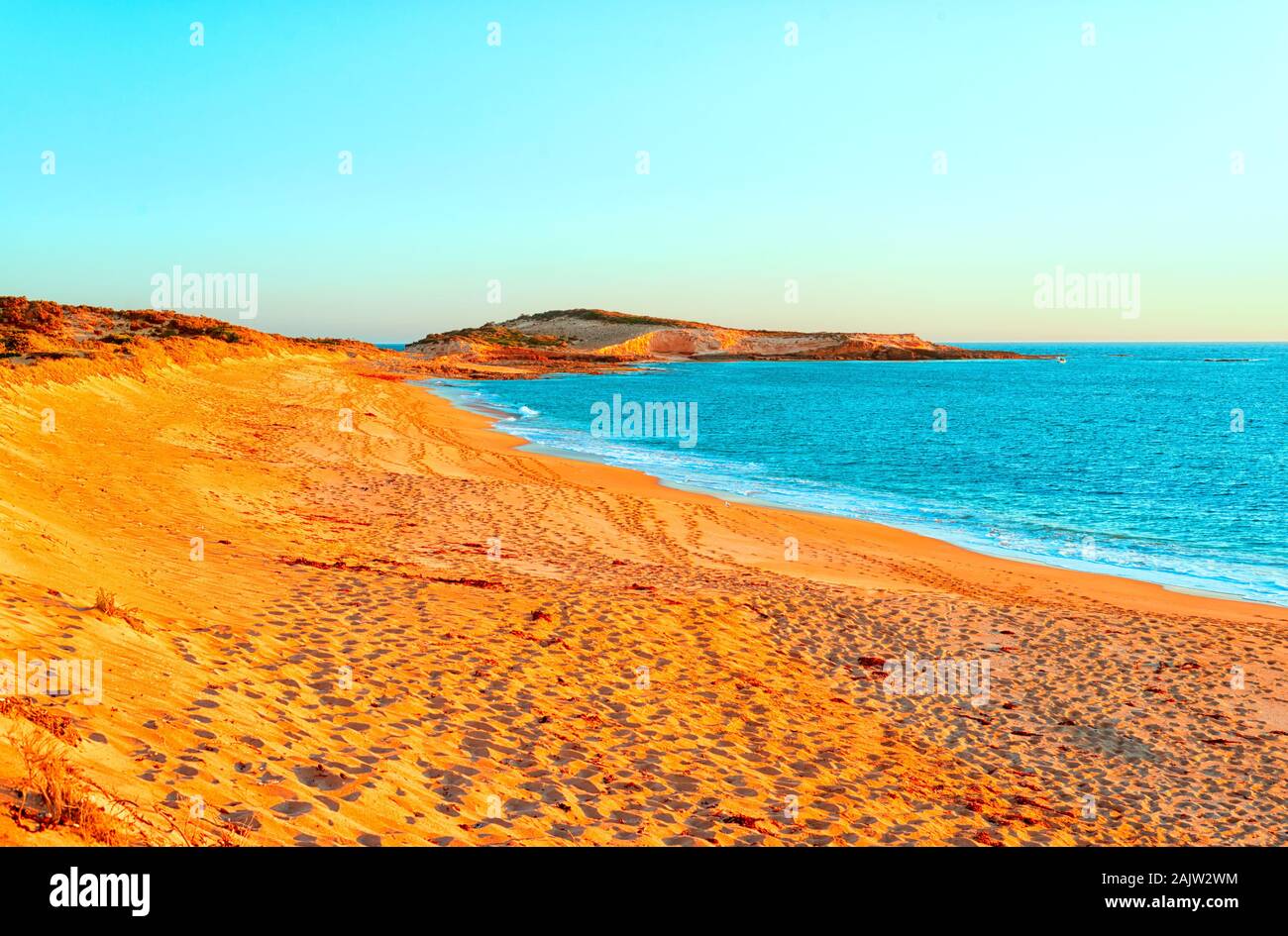 A colorful photo of australian beach in sunset. Horizontal orientation ...