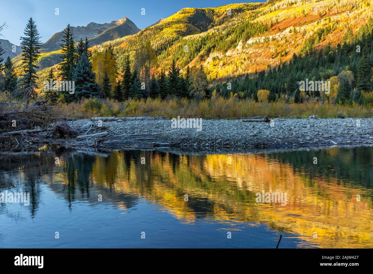 Autumn vIew of the Crystal River valley from below McClure Pass near ...