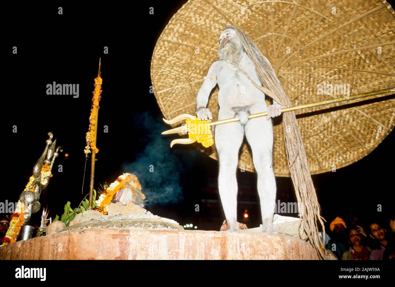Shivraj-Giri, Shiva-sadhu, performing chabi-yoga, a very unusal form of ...