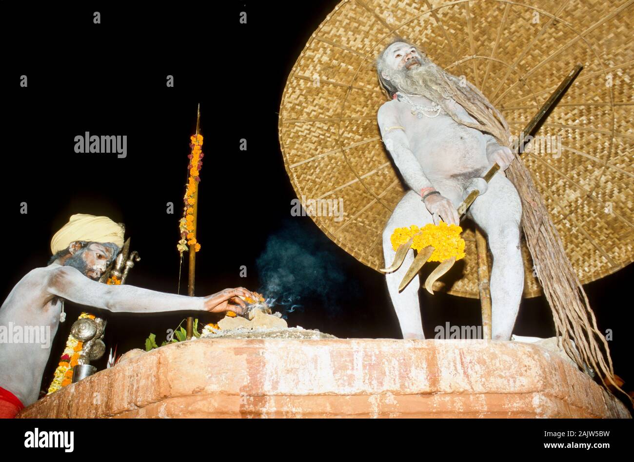 Shivraj-Giri, Shiva-sadhu, performing chabi-yoga, a very unusal form of ...