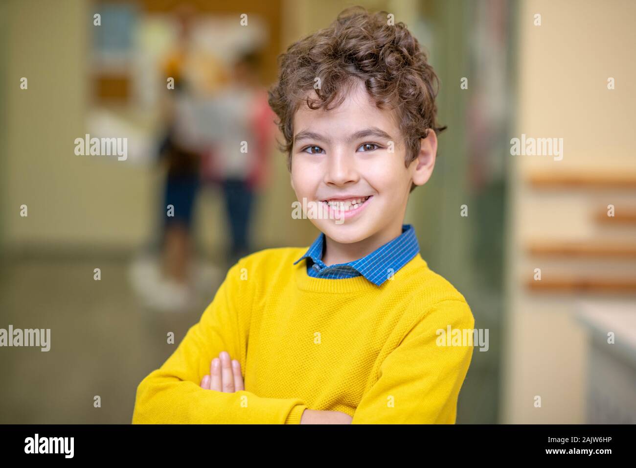 Little boy being happy after receiving a good mark Stock Photo - Alamy