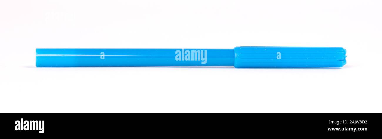 Blue felt-tip pen isolated on white background Stock Photo - Alamy
