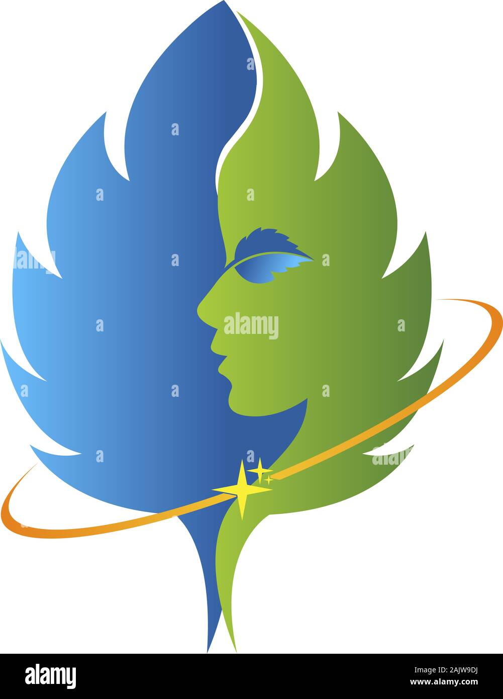 face leaf logo Stock Photo - Alamy