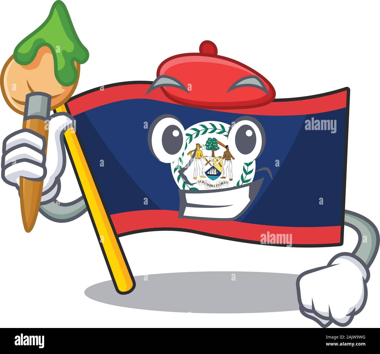 Cartoon character of flag belize Artist with a brush Stock Vector Image ...