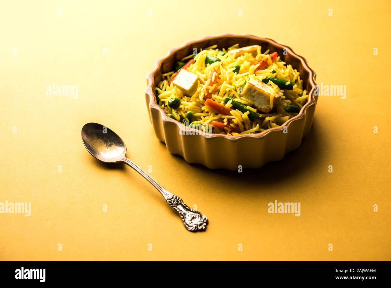 Vegetarian paneer biryani Or Panir Pulav, popular indian food Stock ...