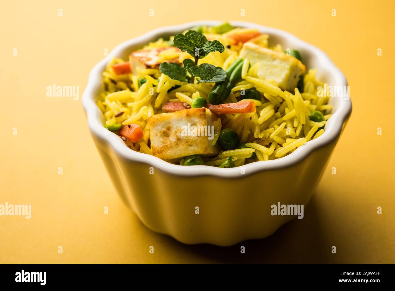 Vegetarian paneer biryani Or Panir Pulav, popular indian food Stock ...