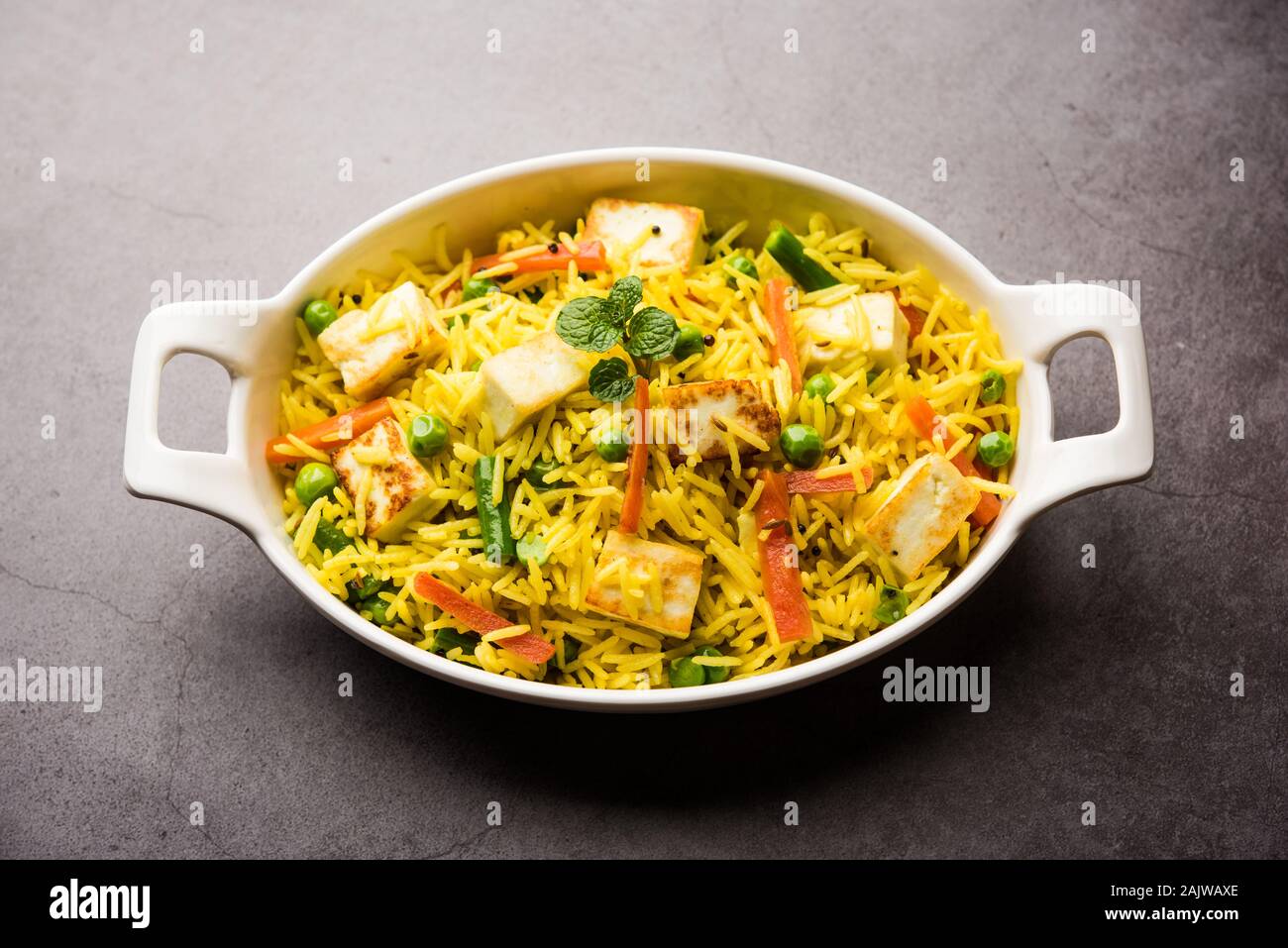 Vegetarian paneer biryani Or Panir Pulav, popular indian food Stock ...