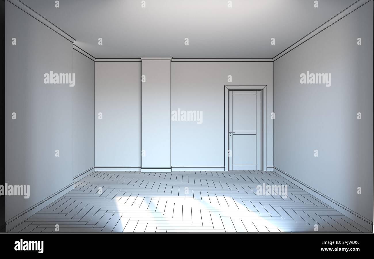 empty room, interior visualization, 3D illustration Stock Photo - Alamy