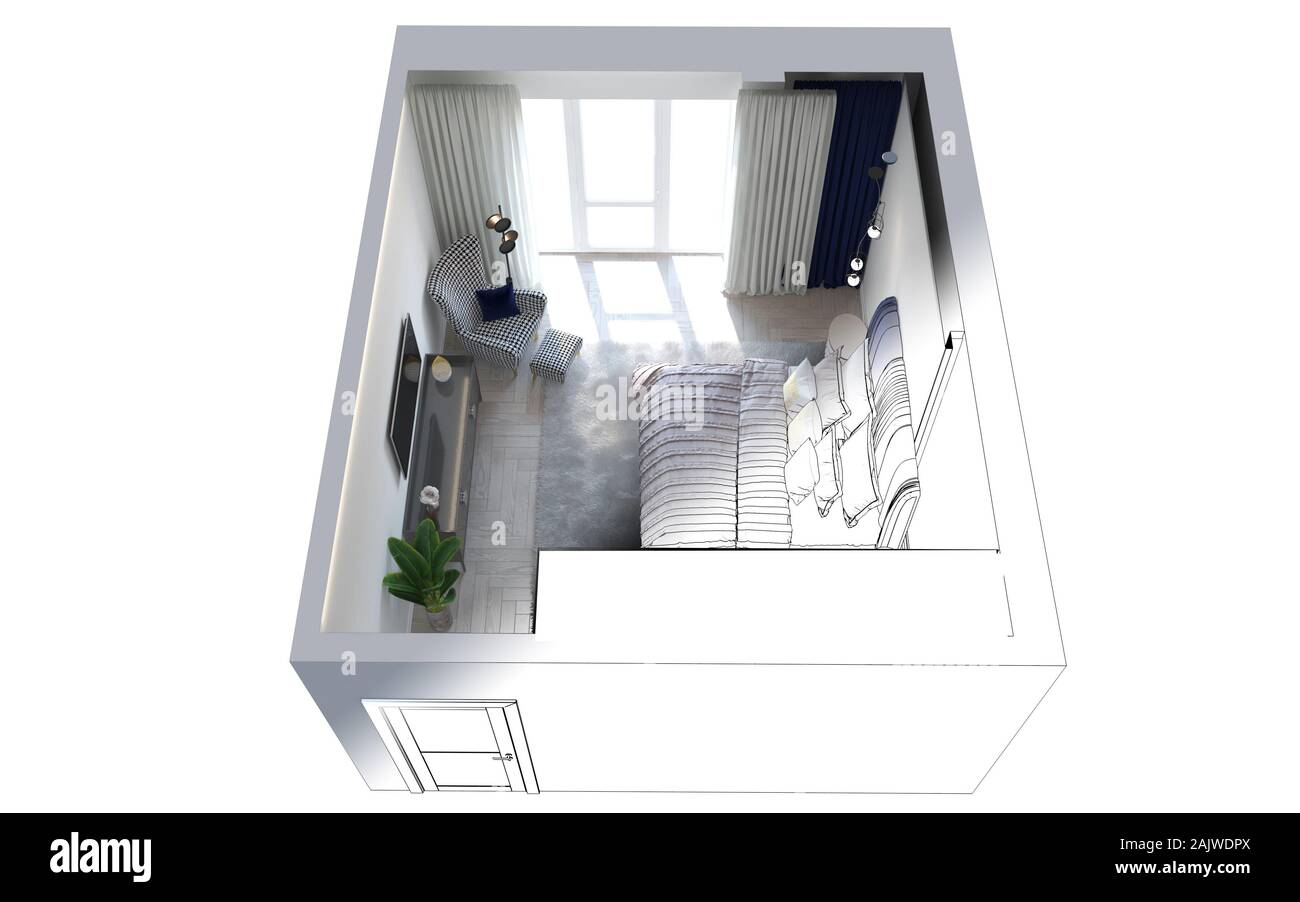 residential interior visualization, 3D illustration Stock Photo - Alamy