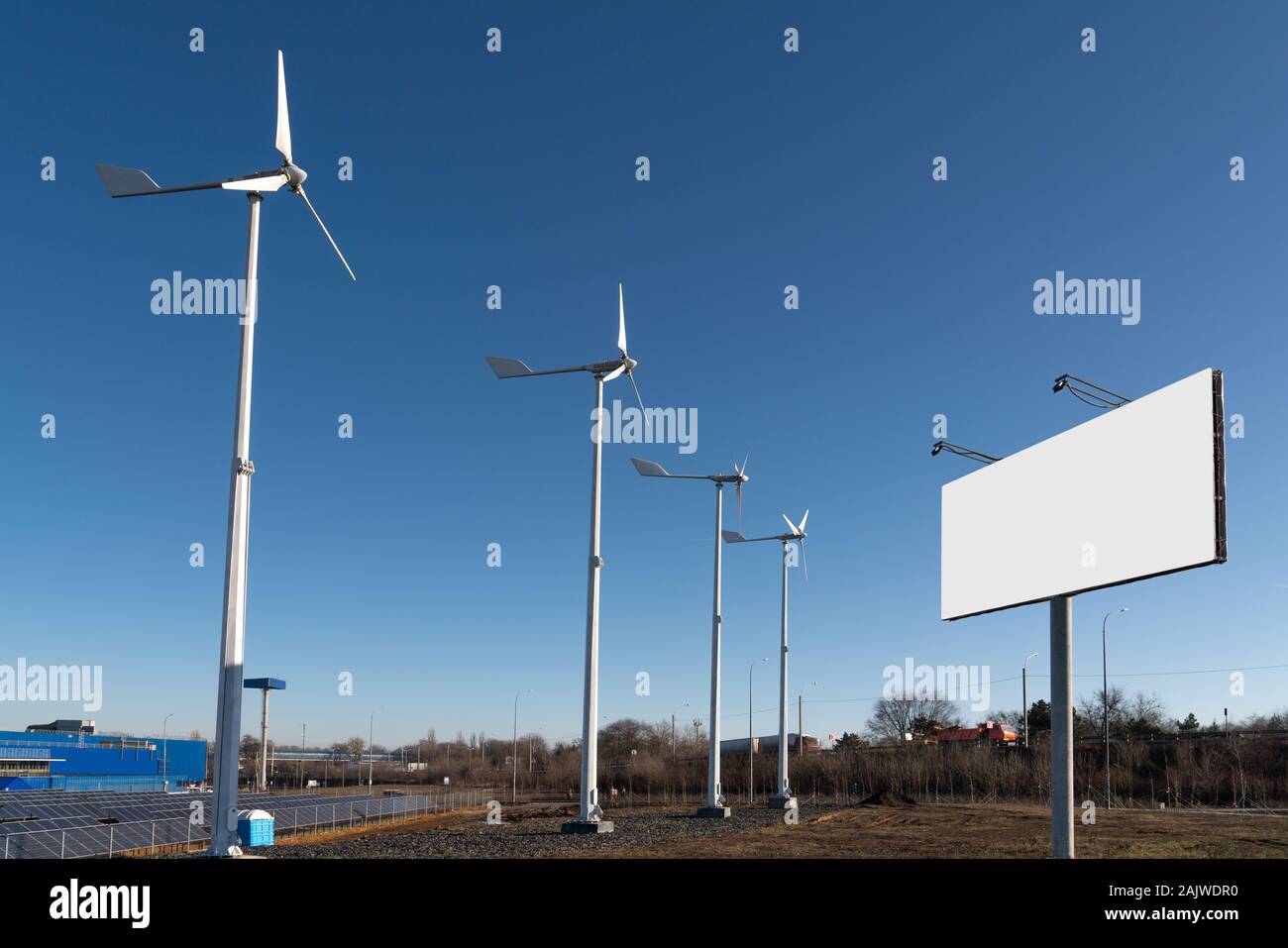 Solar power station and wind turbines supplies shopping mall Stock ...