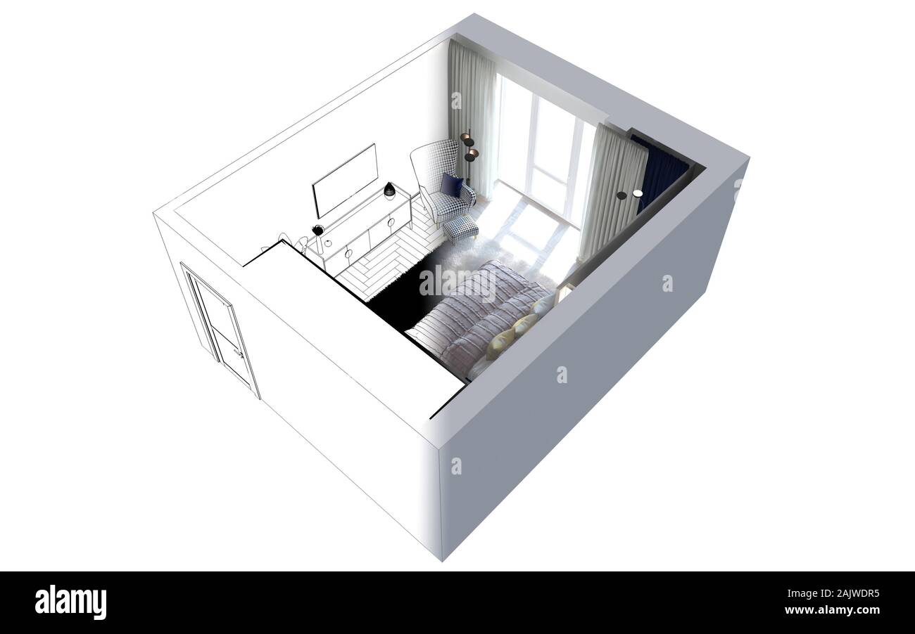 residential interior visualization, 3D illustration Stock Photo - Alamy