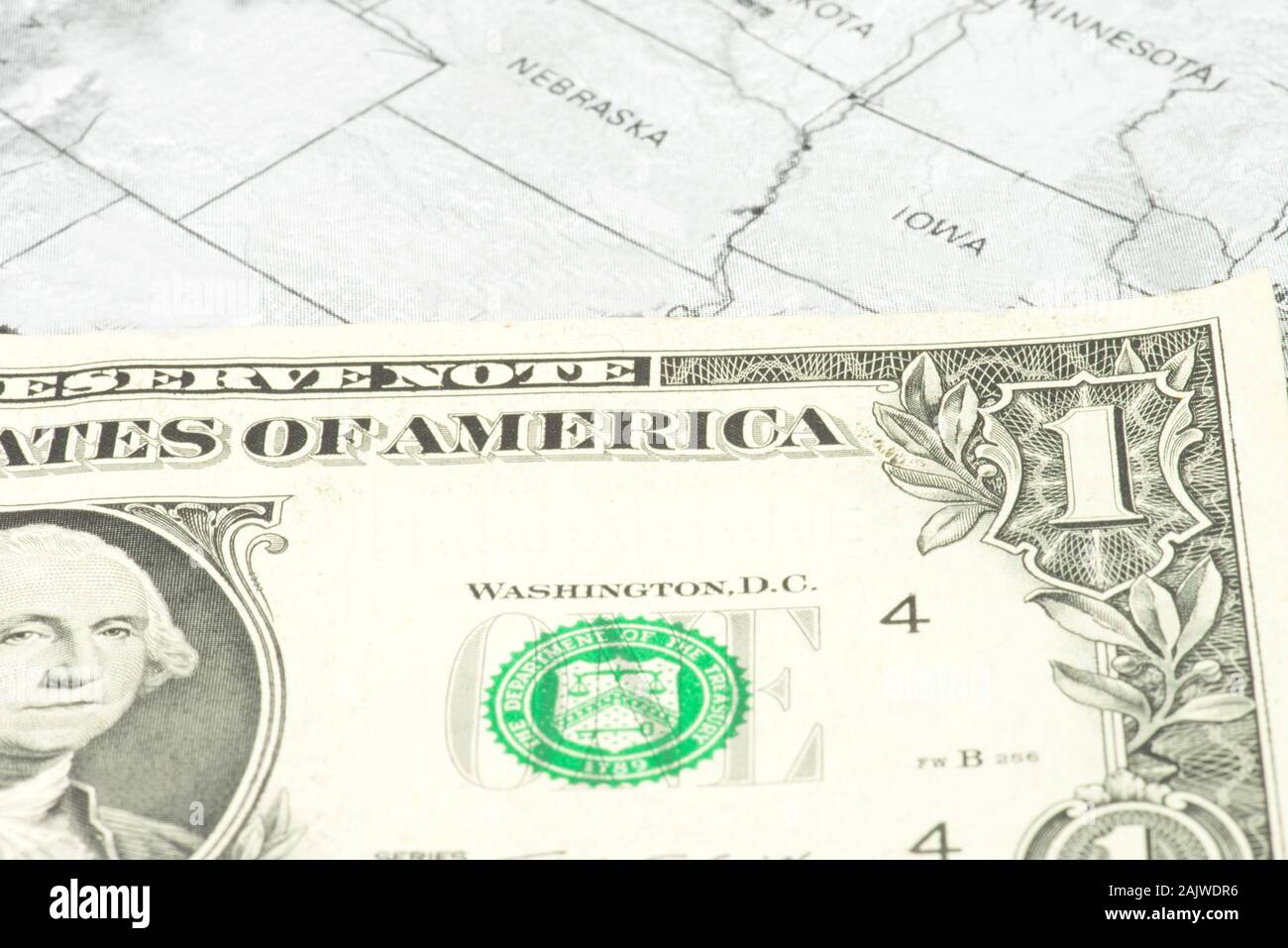 Map of America and dollar bank note Stock Photo - Alamy