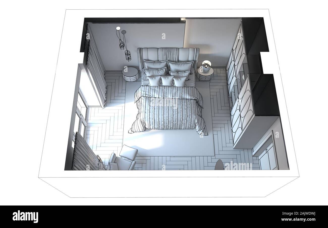 residential interior visualization, 3D illustration Stock Photo - Alamy