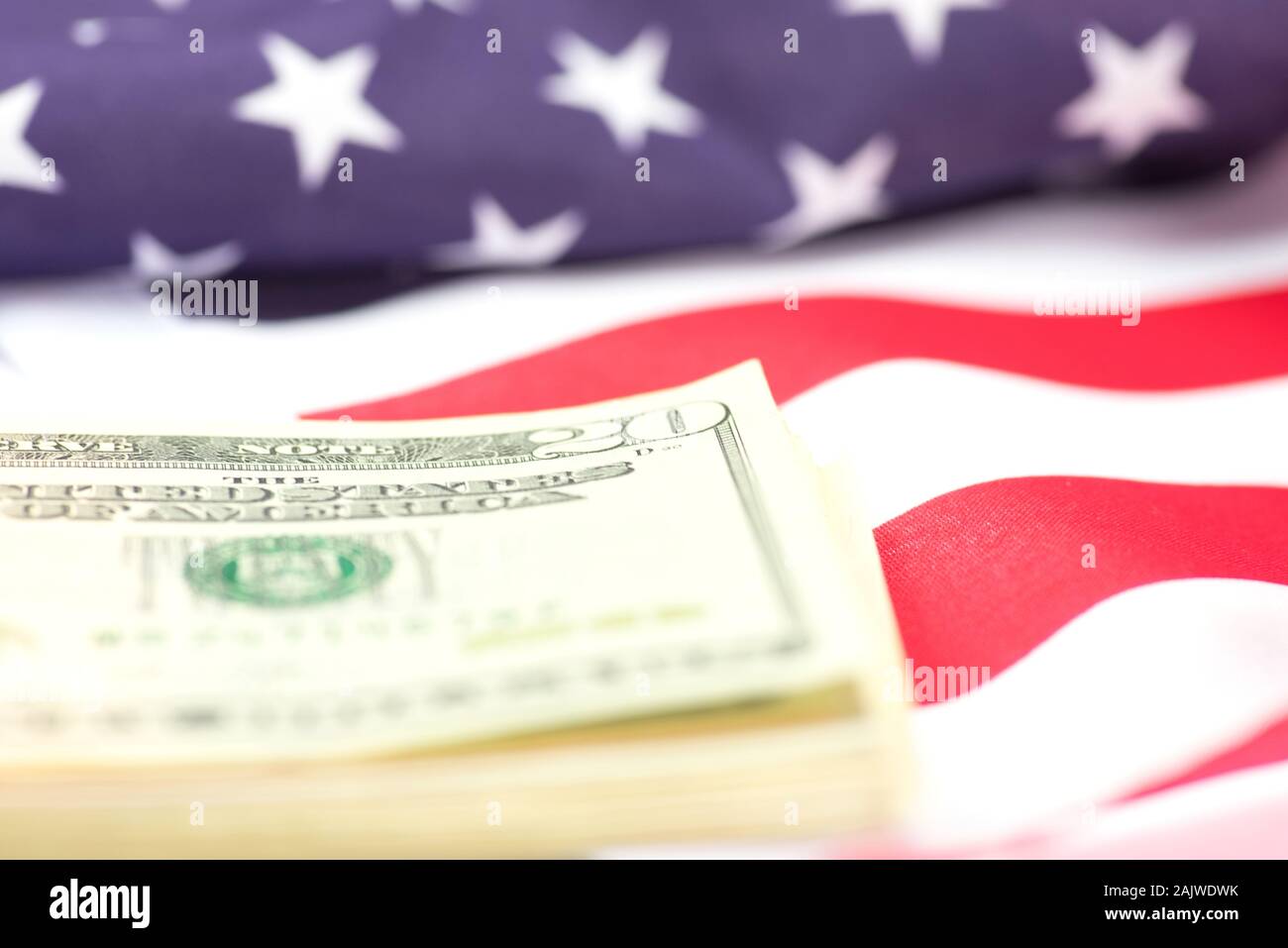 Flag of USA and dollar banknotes Stock Photo - Alamy