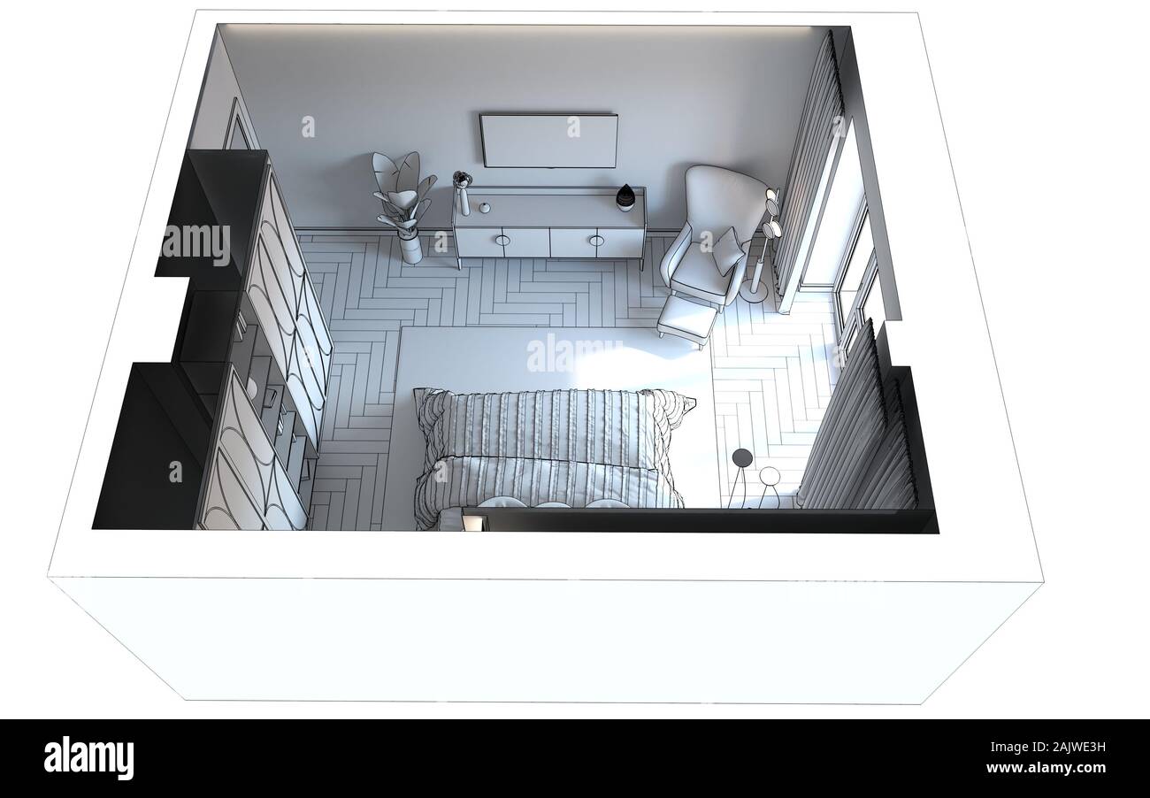 residential interior visualization, 3D illustration Stock Photo - Alamy