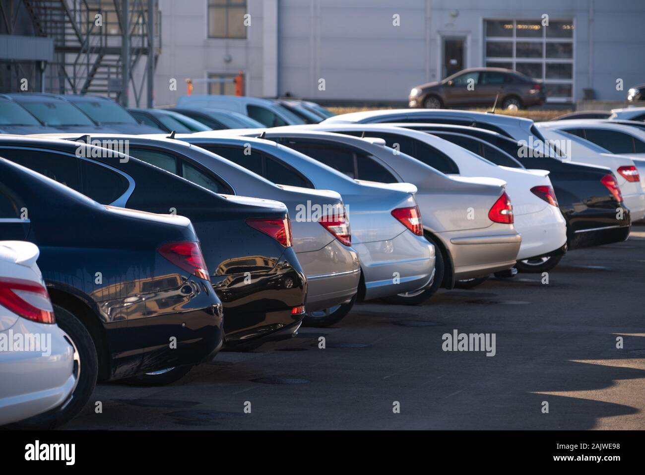 Cars in a rows. Used car sales Stock Photo - Alamy
