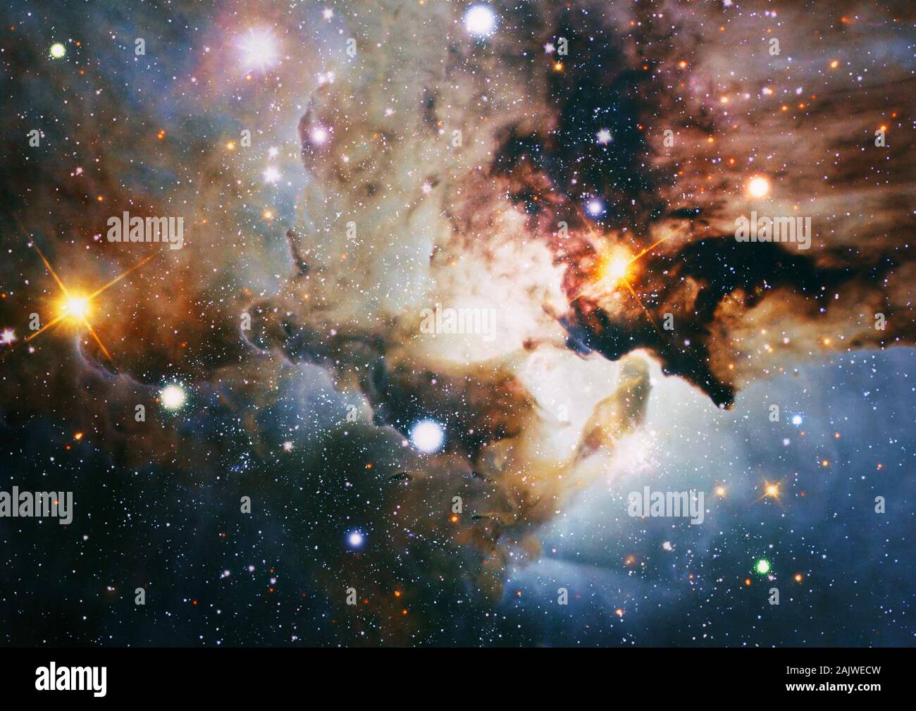 Stars of a planet and galaxy in a free space. Stardust and bright ...