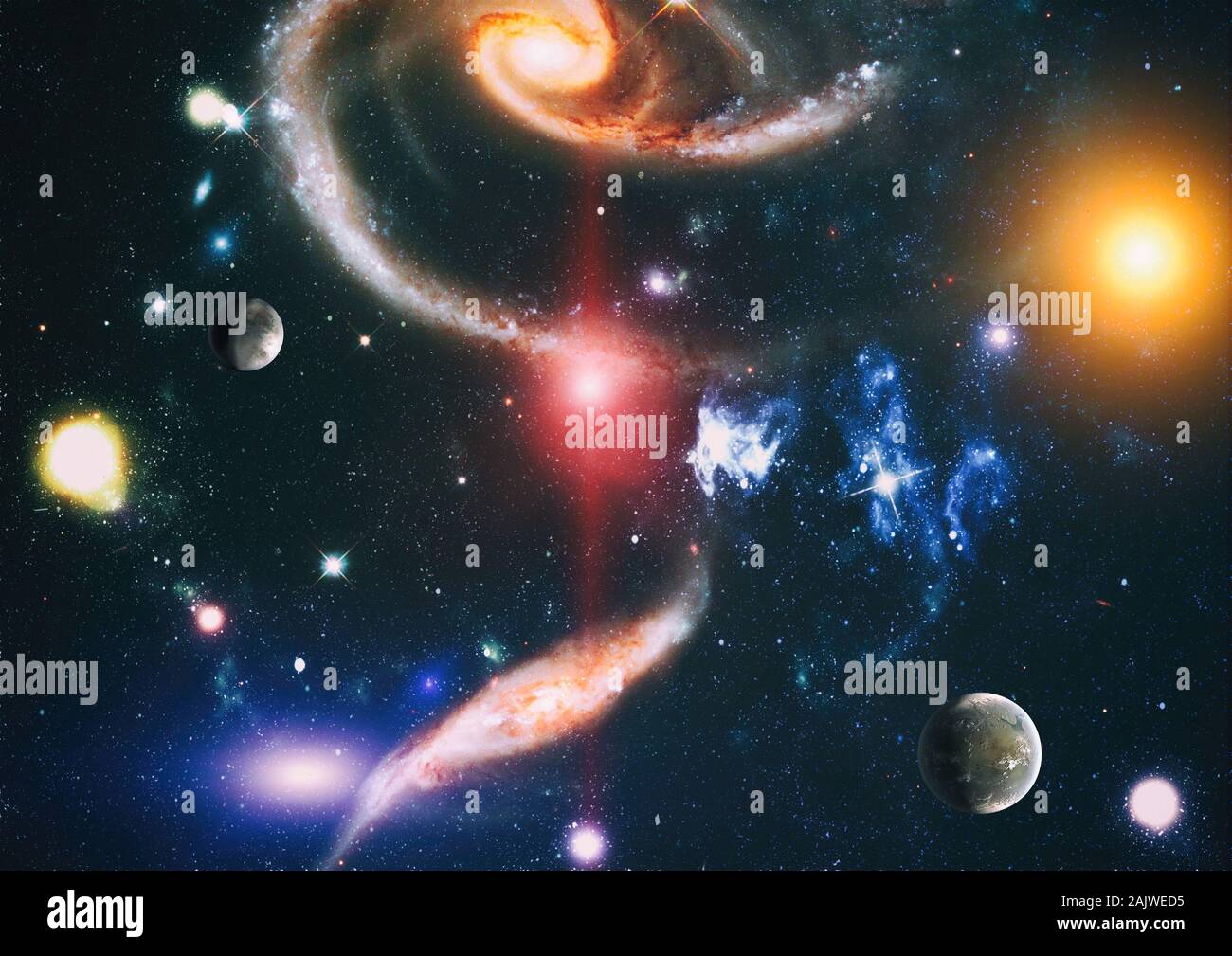 Collage on space, science and education items. High quality space ...