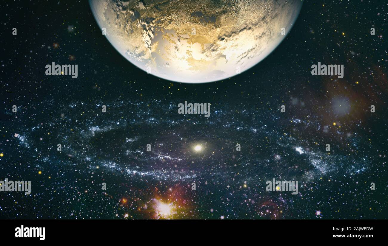Collage on space, science and education items. High quality space ...