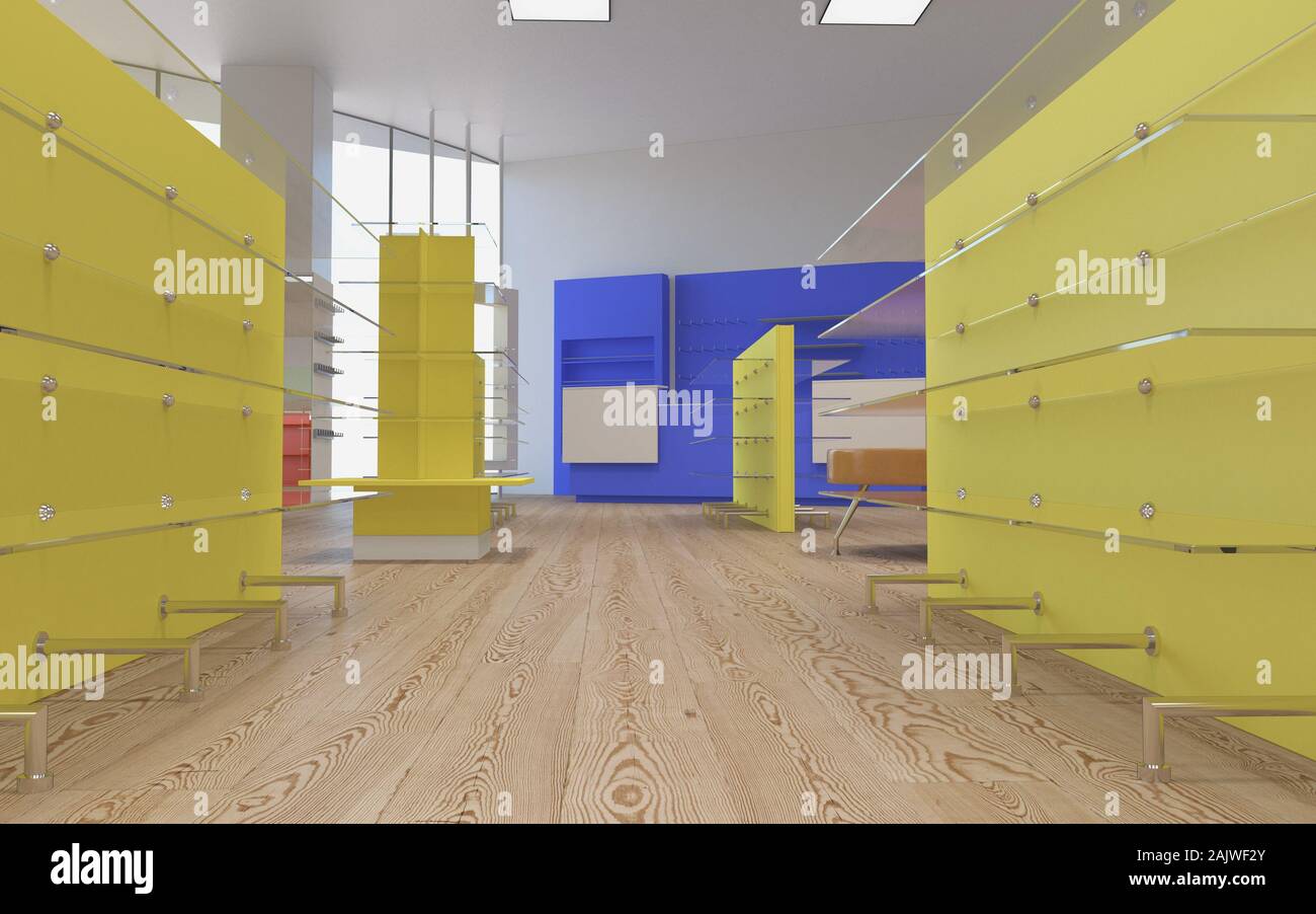 shopping mall, interior visualization, 3D illustration Stock Photo - Alamy