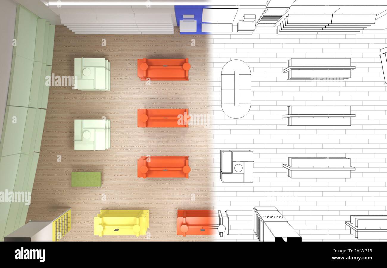 shopping mall, interior visualization, 3D illustration Stock Photo - Alamy