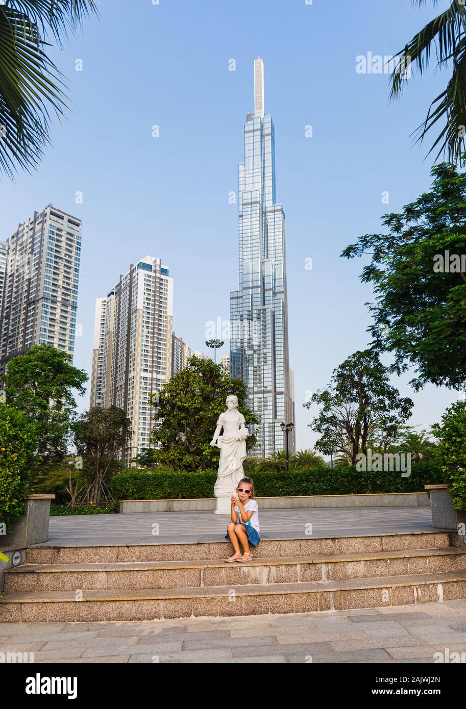 Saigon Vietnam, Dcember 2019 - girl sit near Landmark 81 is a super ...