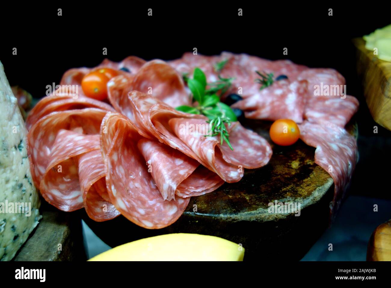 Various Sliced Processed Cold Meats on Display in the Buffet at the ...