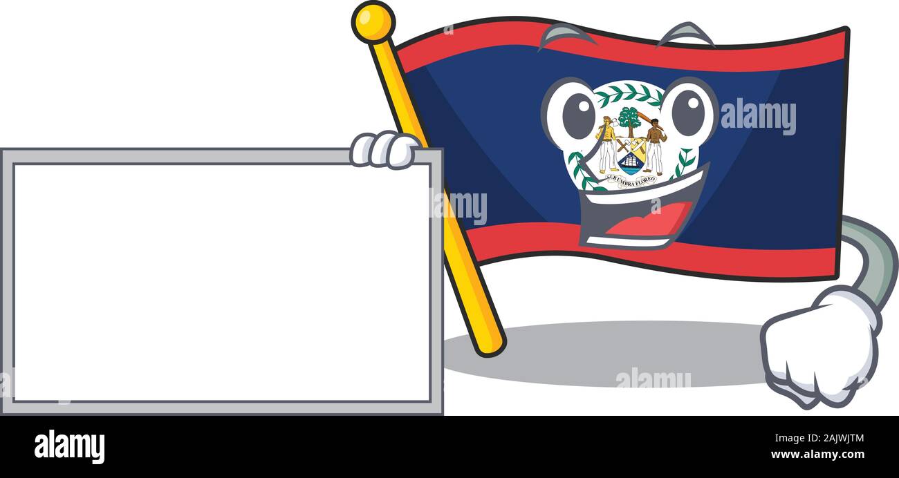 Funny flag belize cartoon character design style with board Stock ...