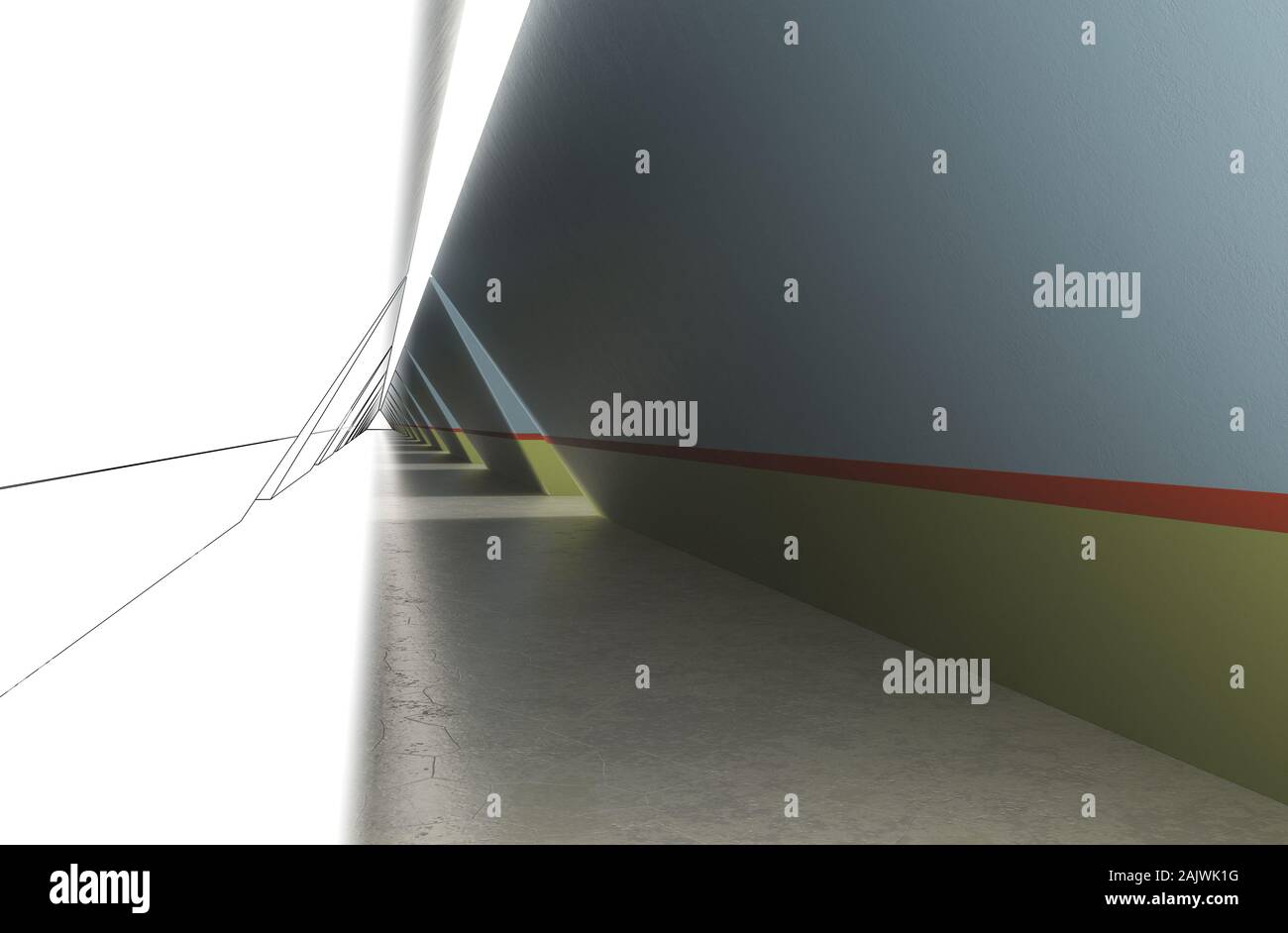 long corridor, interior visualization, 3D illustration Stock Photo - Alamy