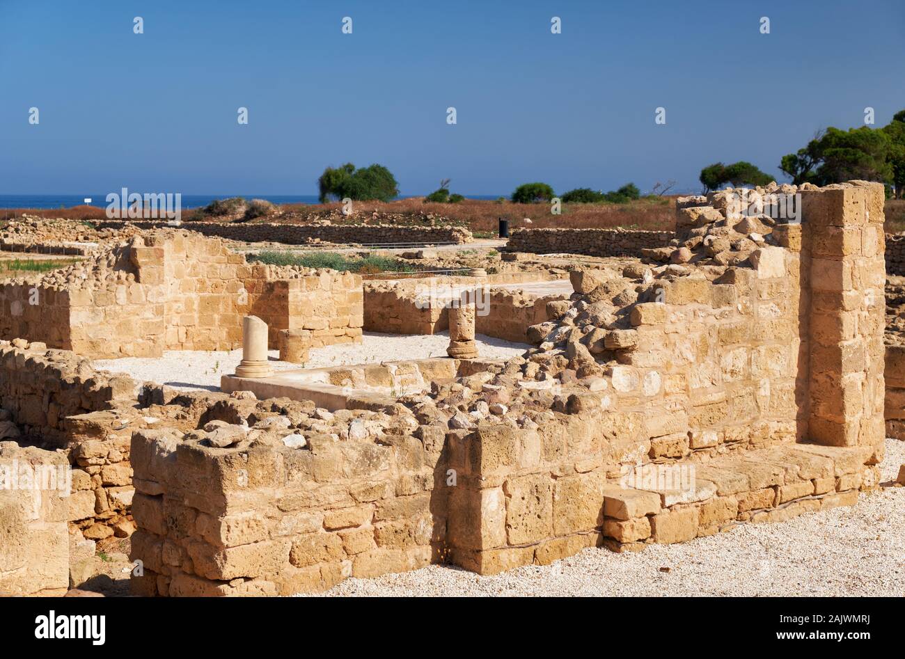 The remains of the ancient Roman House of Theseus. The villa was the ...