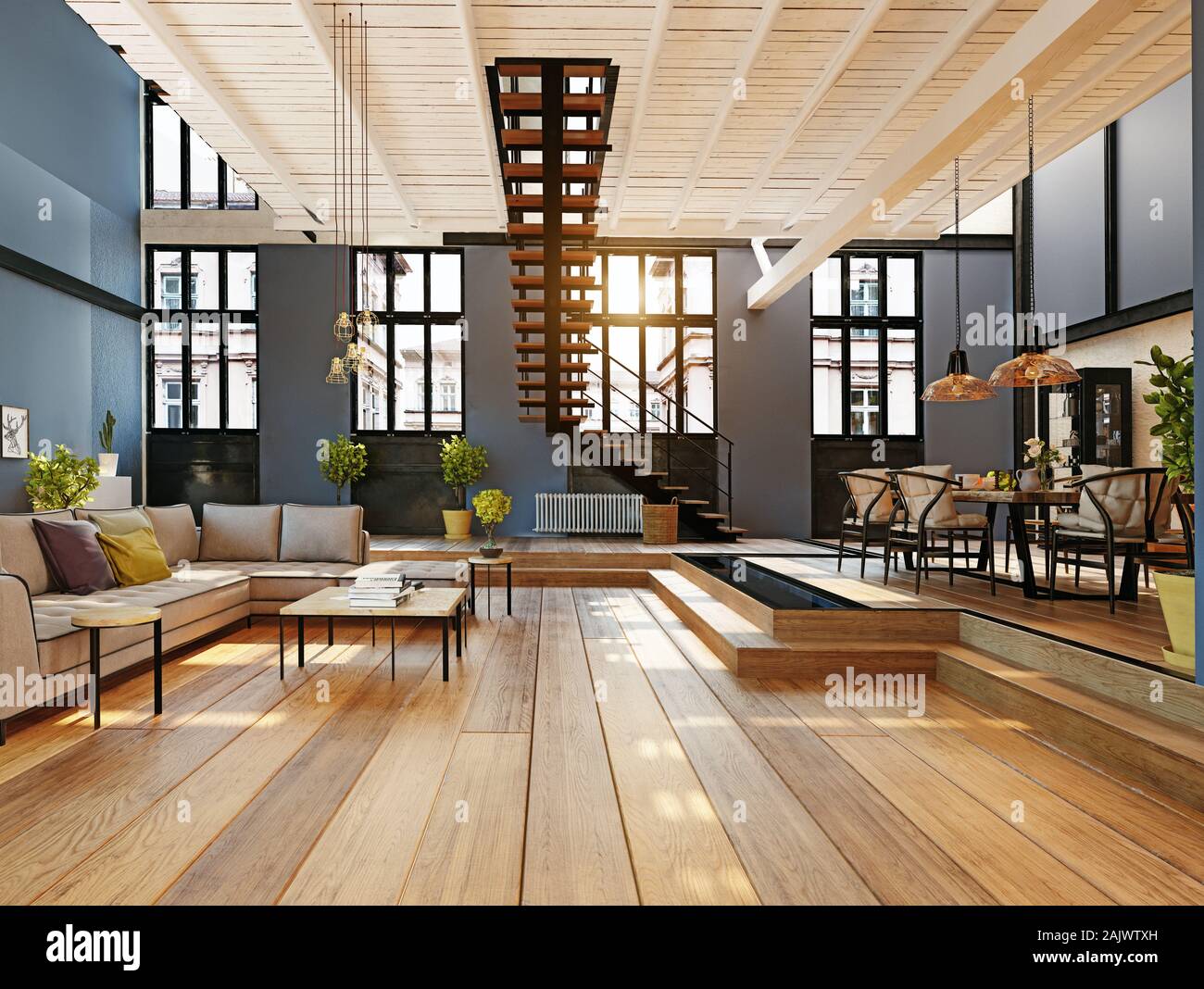 modern home interior. 3d rendering design concept Stock Photo - Alamy
