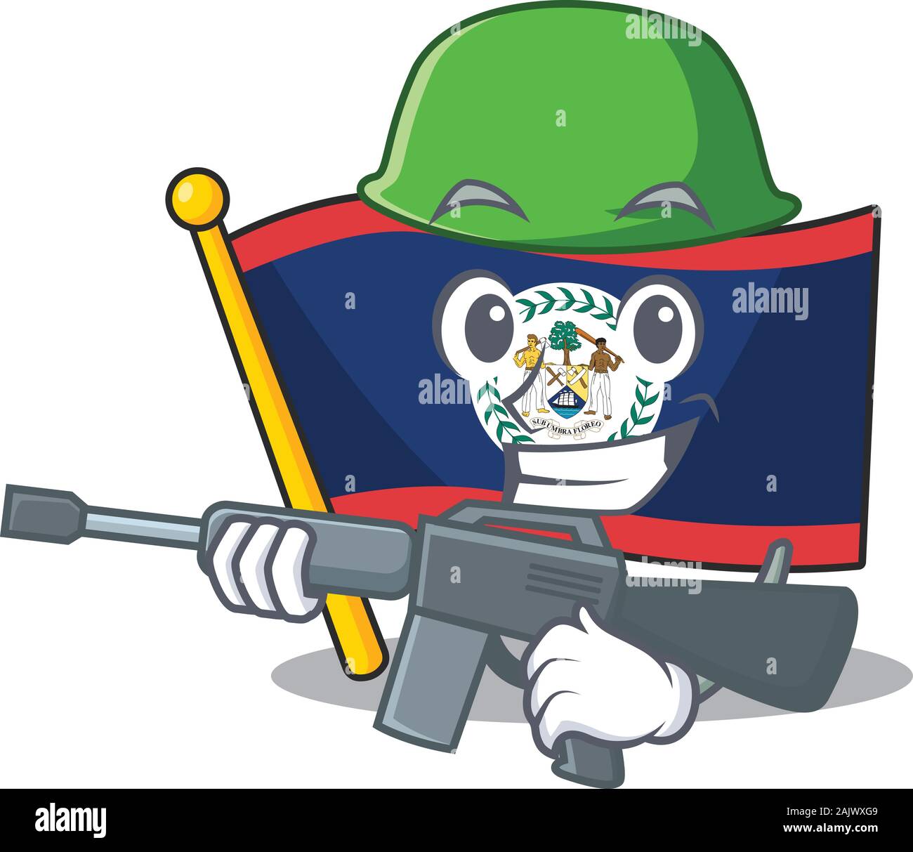 A cartoon design of flag belize Army with machine gun Stock Vector ...