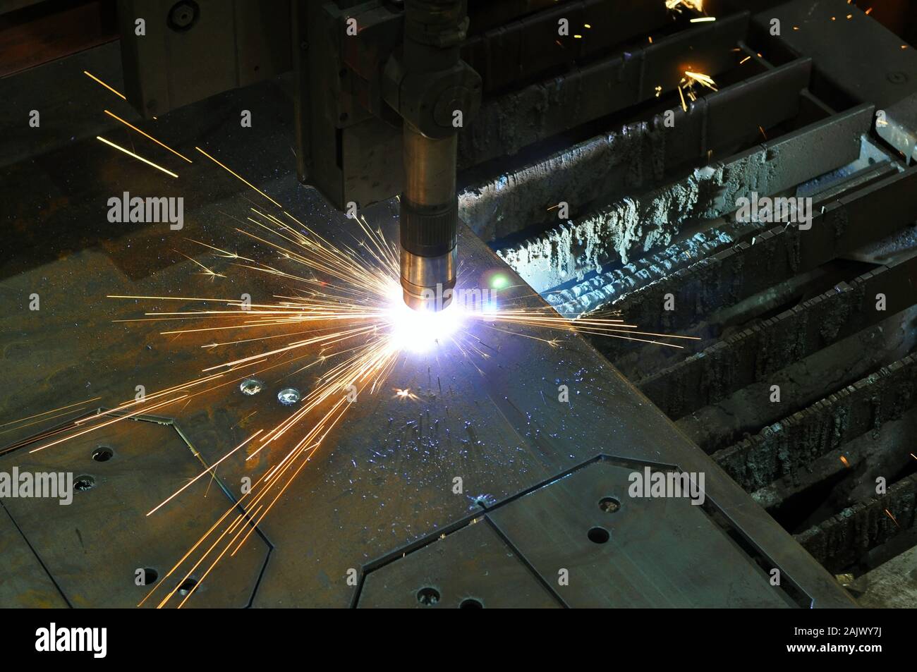 Metal cutting. The process of cutting metal using plasma cutting ...