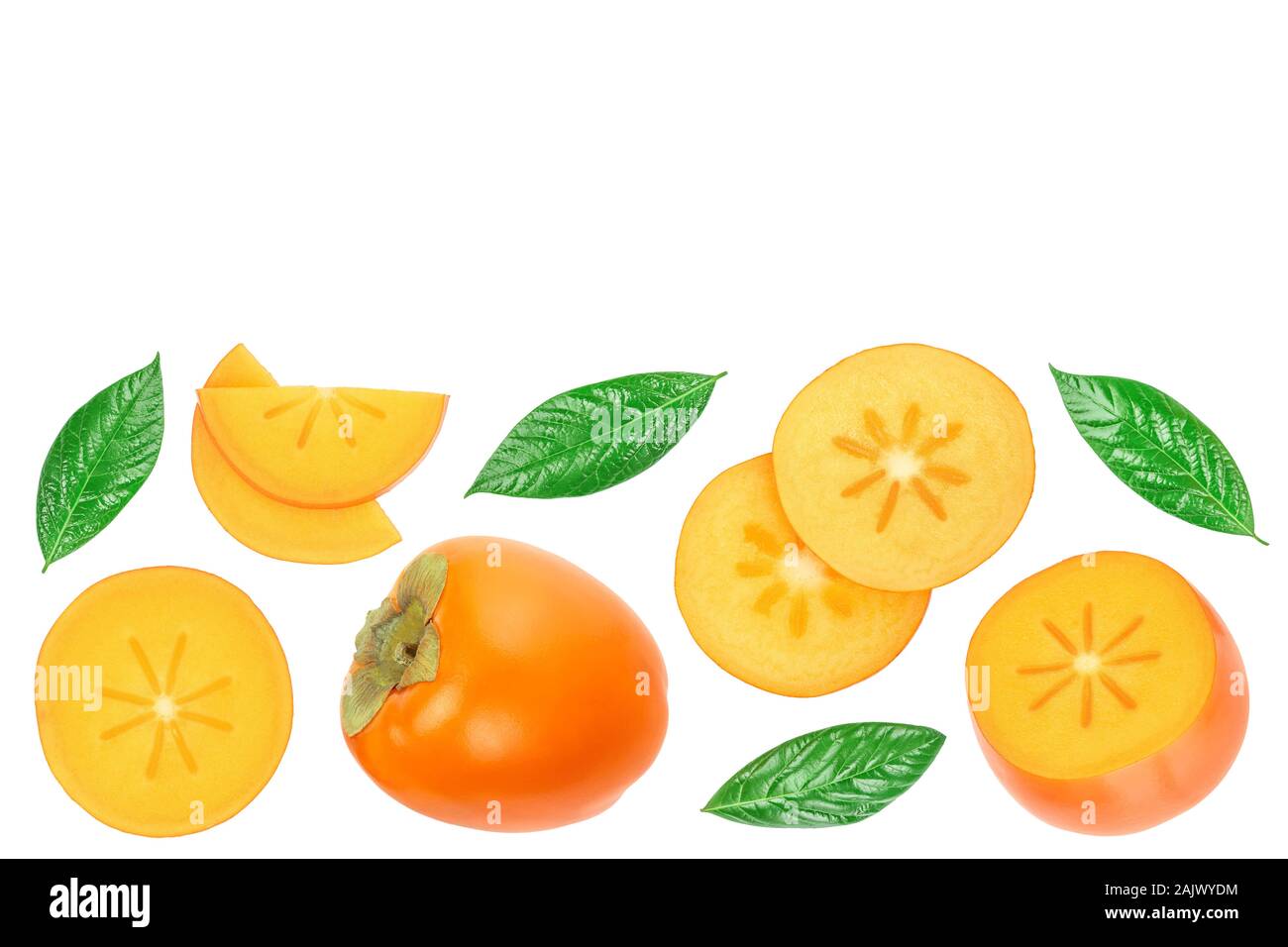 persimmon slice isolated on white background with copy space for your ...