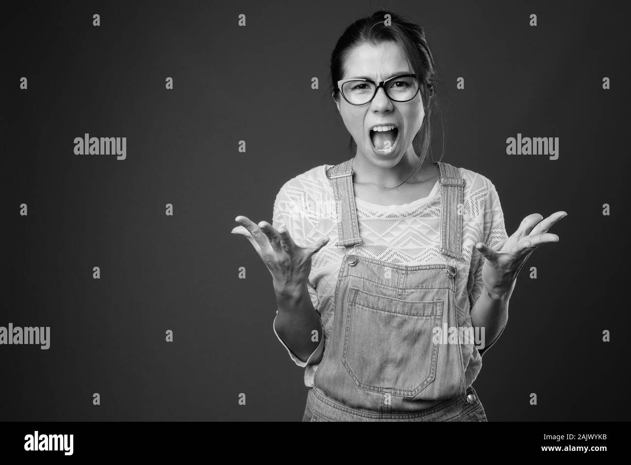 Woman short hair angry hi-res stock photography and images - Alamy