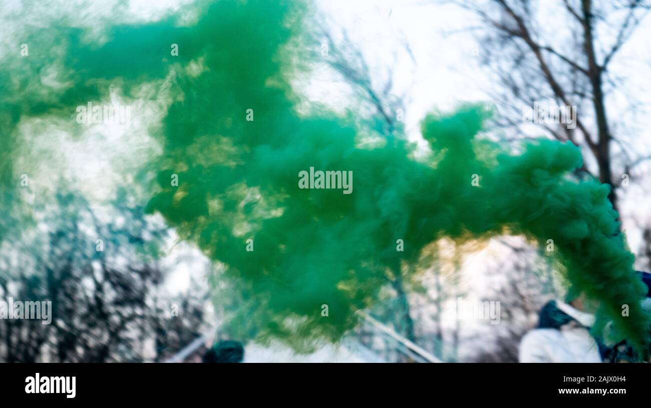 Red smoke bombs hi-res stock photography and images - Alamy