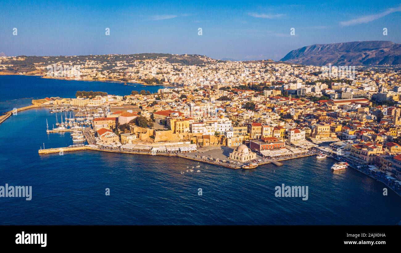 Picturesque old port of Chania. Landmarks of Crete island. Greece ...