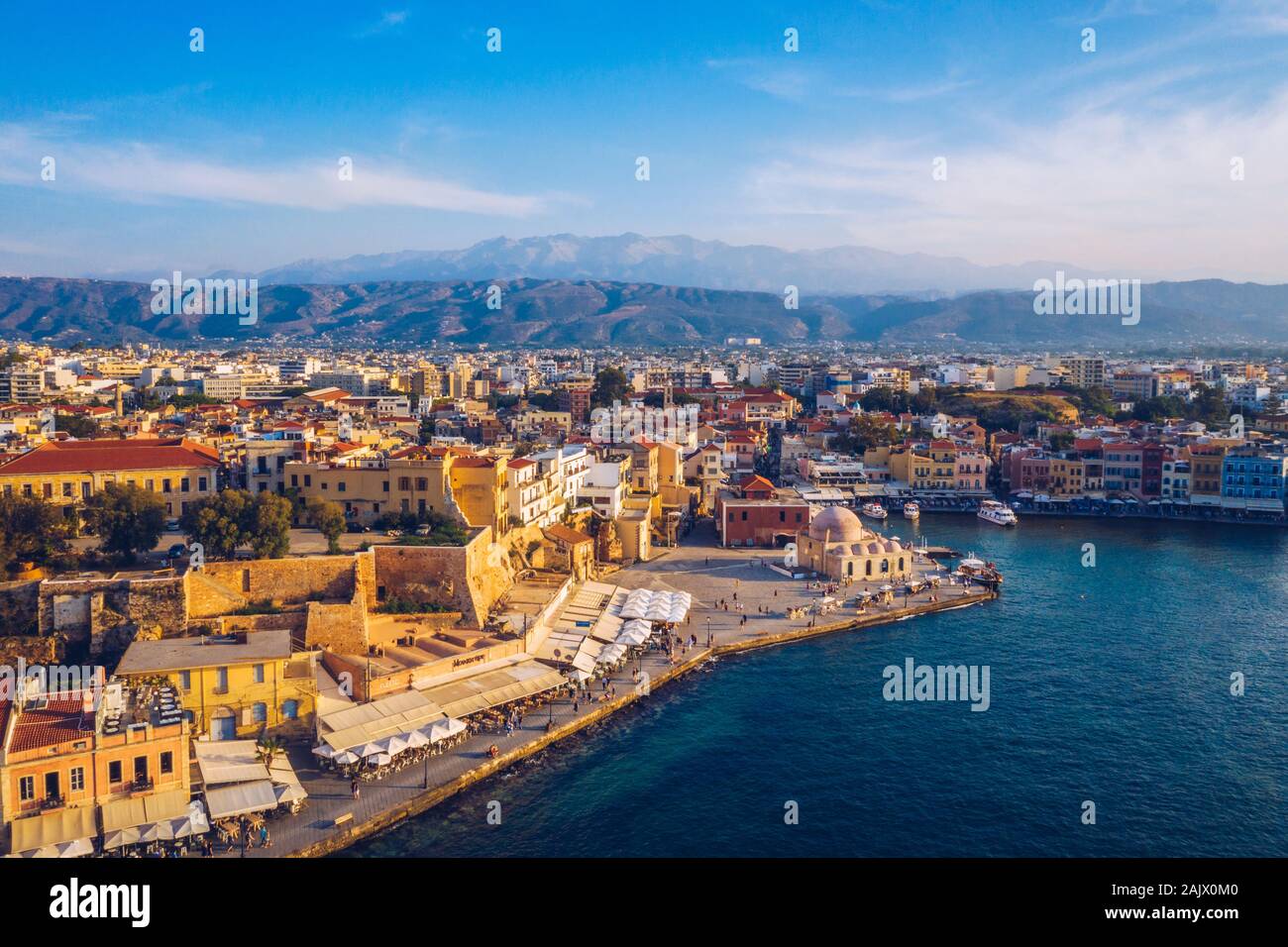 Picturesque old port of Chania. Landmarks of Crete island. Greece ...
