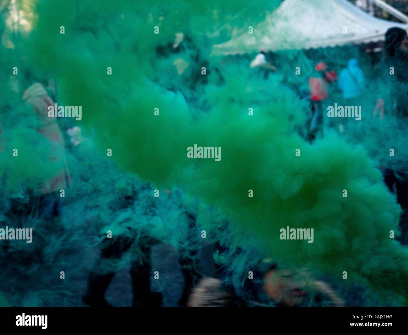 Colorful smoke from a smoke bomb Stock Photo - Alamy