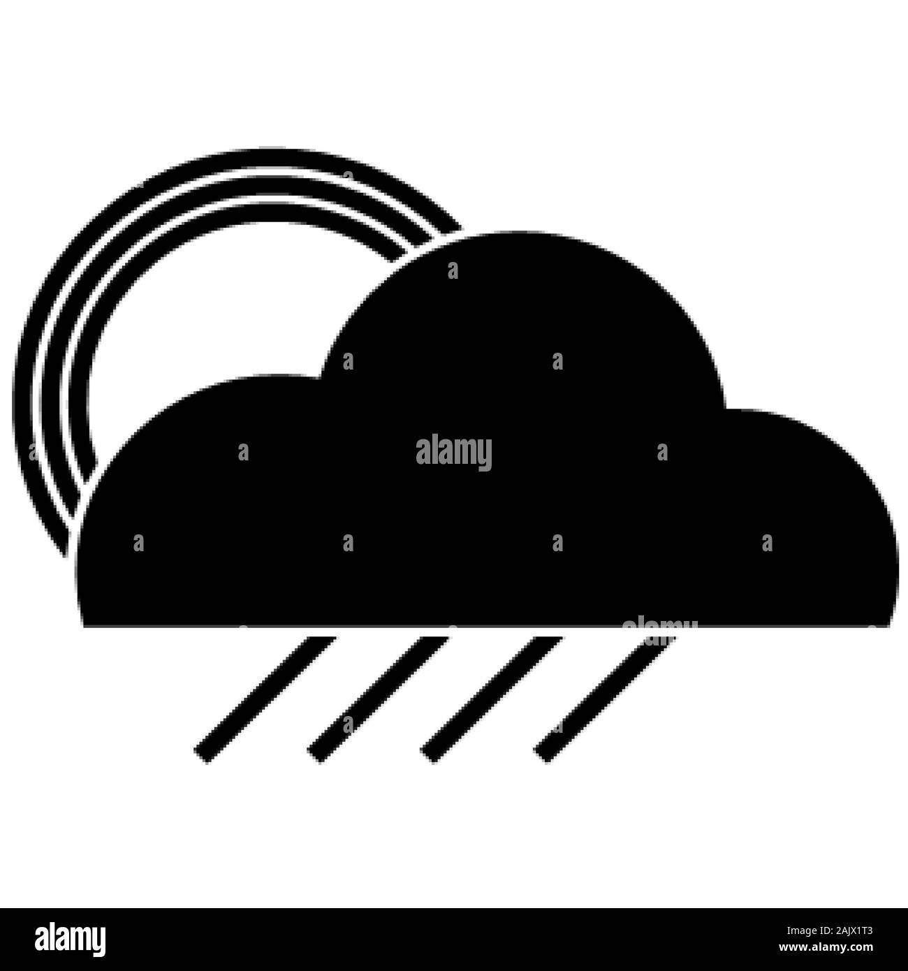Vector rainbow clouds rain Black and White Stock Photos & Images - Alamy