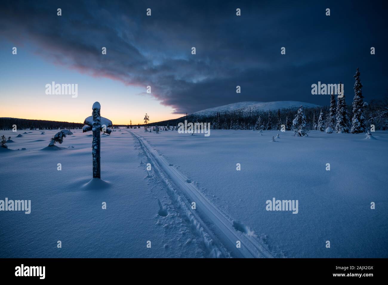 Ski touring in Muonio, Lapland, Finland Stock Photo - Alamy