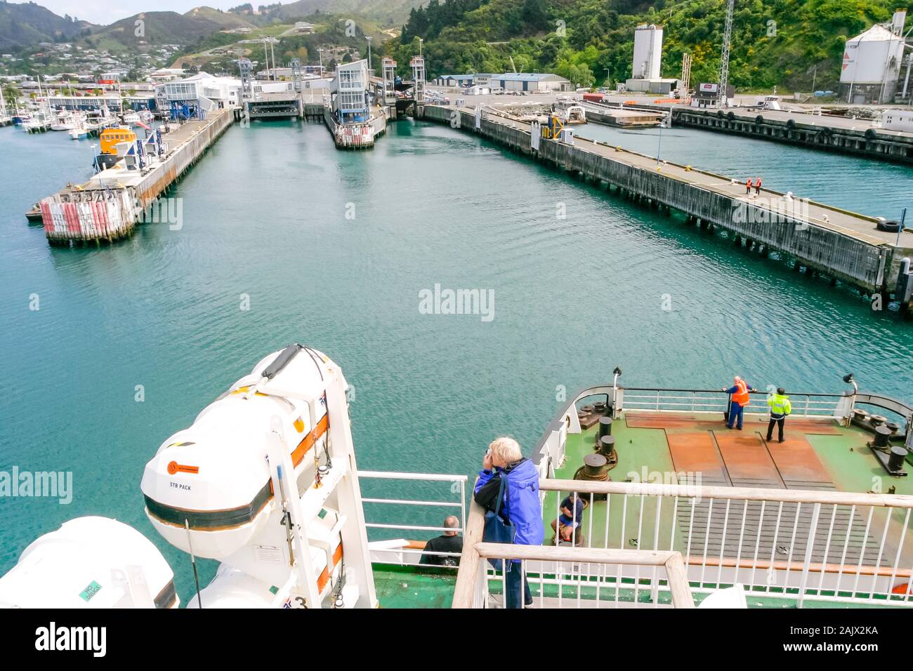 Ferry approaching the Interislander ferry terminal, Picton, South ...