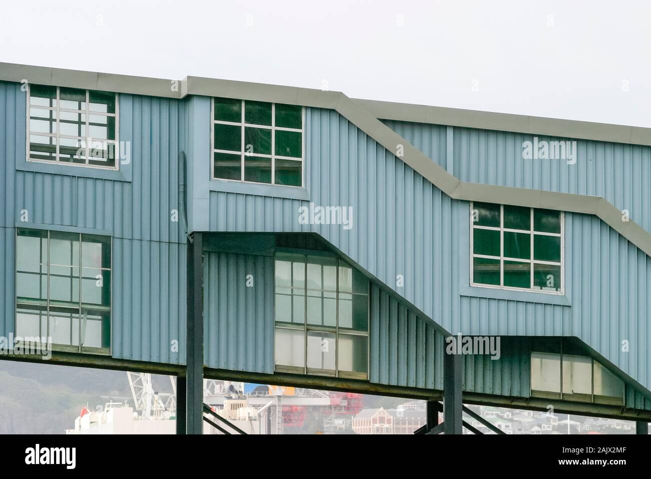 Covered walkway and pedestrian boarding ramp at the Interislander ferry ...
