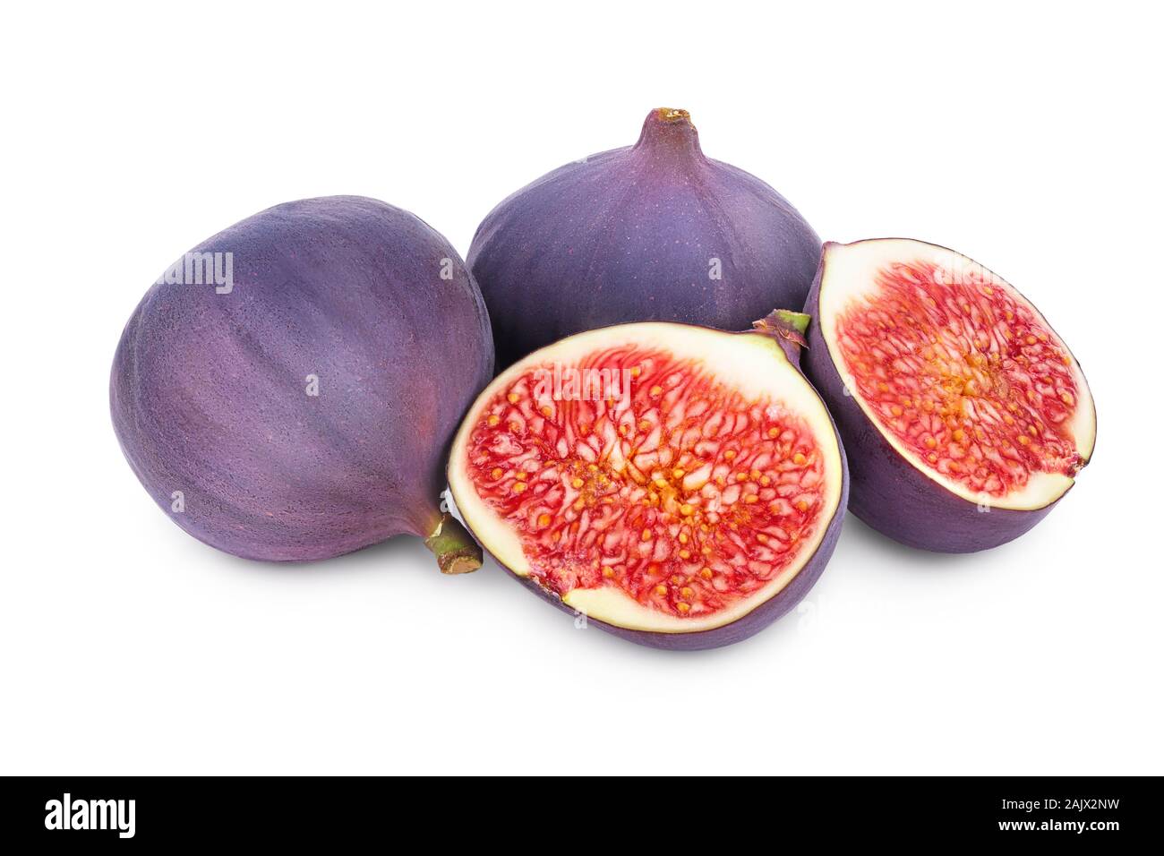 Fresh fig fruit and half isolated on white background Stock Photo - Alamy